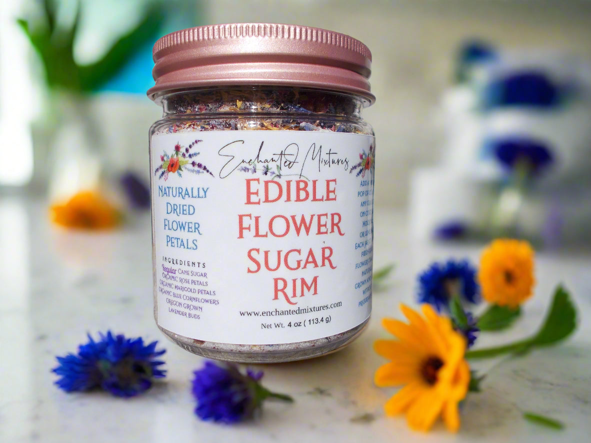 Edible Flower Sugar Rim – Enchanted Mixtures